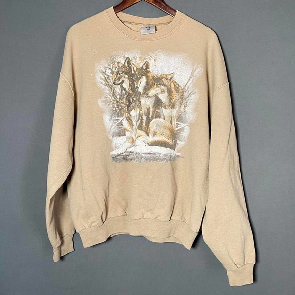 Jerzees | Sweaters | Vintage Wolf Nature Forest Sweater | Poshmark